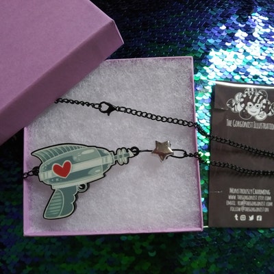 Retro Ray-gun Acrylic Charm Necklace - Etsy
