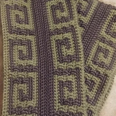 Greek Key Scarf Crochet Pattern for Women or Men // Greek Key Mosaic ...