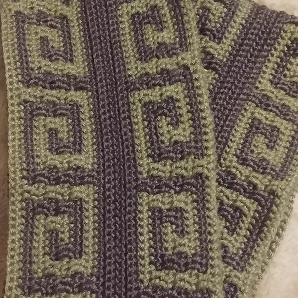 Greek Key Cowl Crochet Pattern for Women or Men // Greek Key Mosaic ...