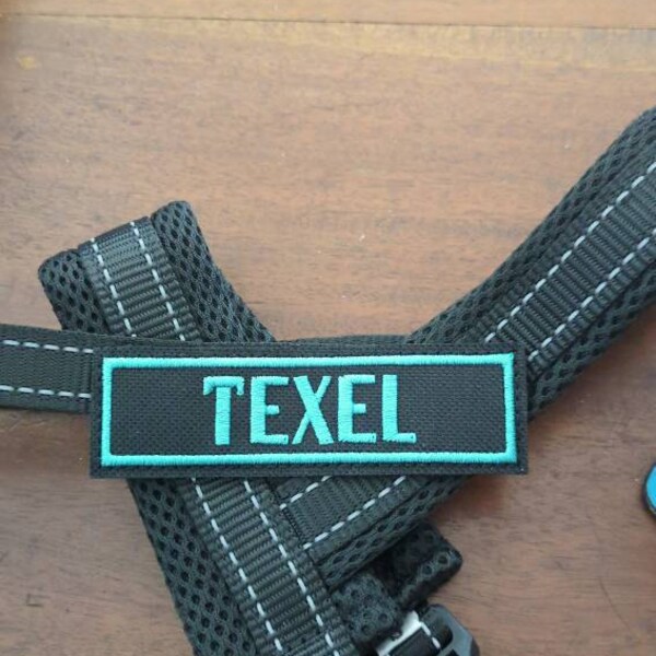 Dog Harness Name Patch Embroidered Pet Name Patch GREY Dog Name Patch ...