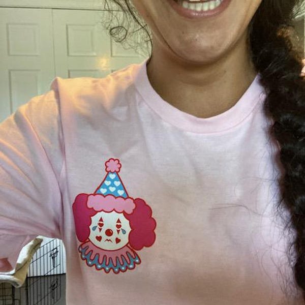 Heart Clown Design, Custom Pink T-shirt, Clown Core, Clown Aesthetic ...