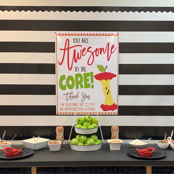 Apple Sign, You Are Awesome to the Core, Staff Teacher Appreciation ...