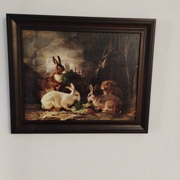 Framed Rabbits Oil Painting on Canvas Oil Painting Print on Canvas ...