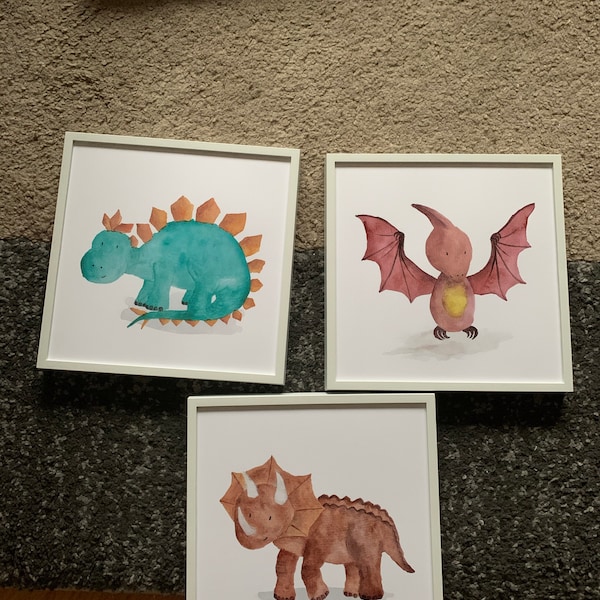 Dinosaur Print Set - Boys Nursery Decor - Cute Dinosaur Prints ...