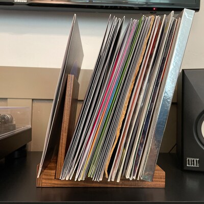 Tabletop Vinyl Record Storage Cabinet Simplistic Sapele Album Case ...