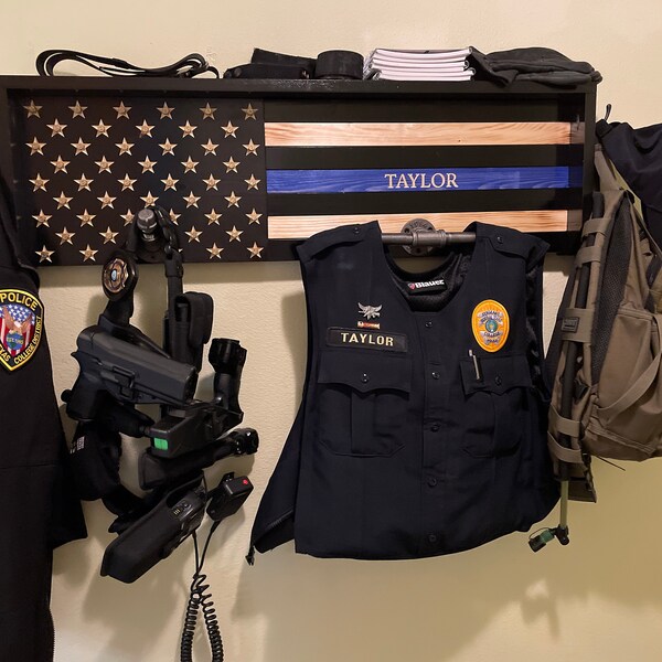 Police Gear Rack - Thin Blue Line Gift - Anniversary Gift - Birthday ...