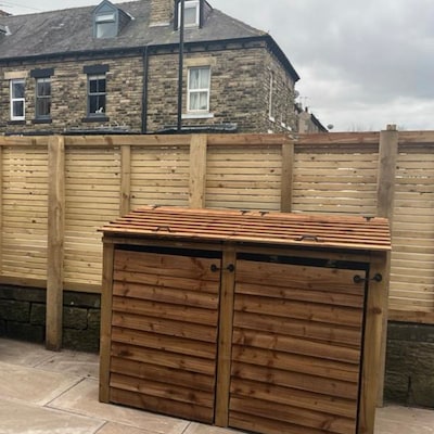 Wooden Wheelie Bin Store, Outdoor Garden Dustbin Waste Cupboard Shed ...