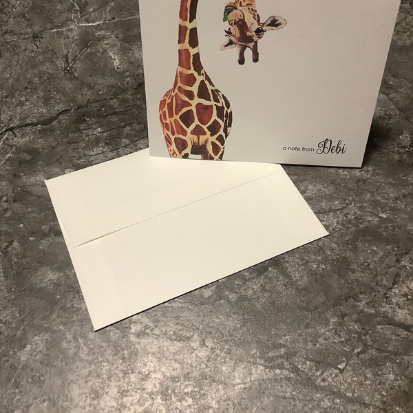 Giraffe Personalized Folded Note Cards - Set of 8 - Note Card ...