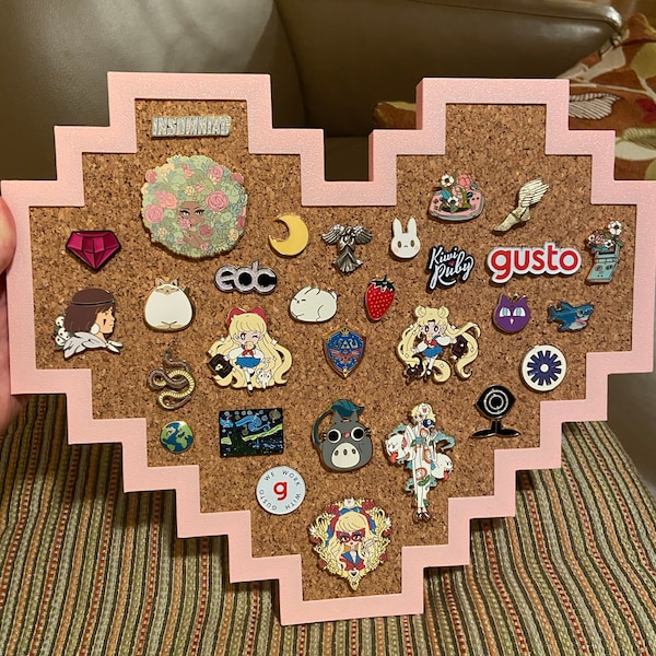 Pixel Heart Shaped Pin Board | Cork Board (multiple Sizes) - Etsy
