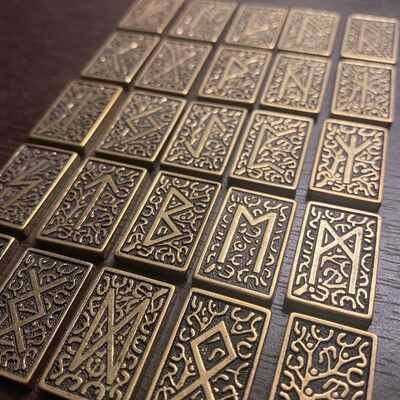 Metal Bronze Brass Rune Set Elder Futhark Norse Shamanic Odin Magic ...