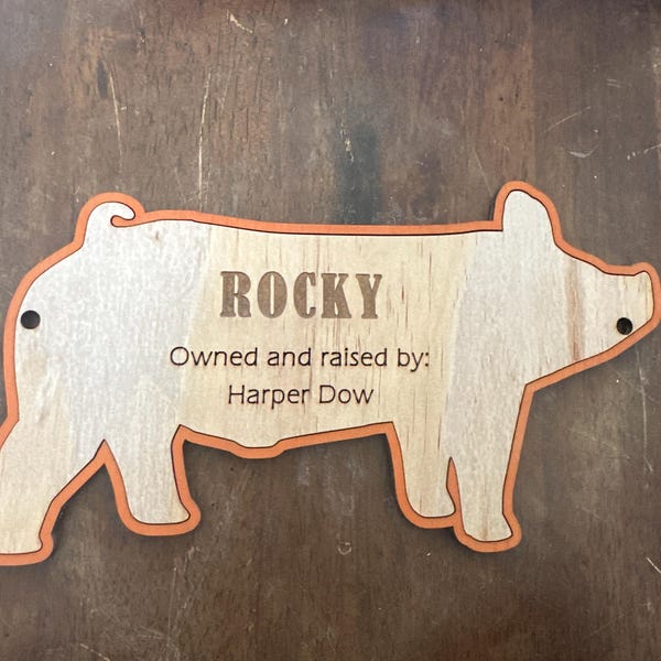 Customizable Pig Hog Stall Tag or Name Plate Label for Fairs and ...