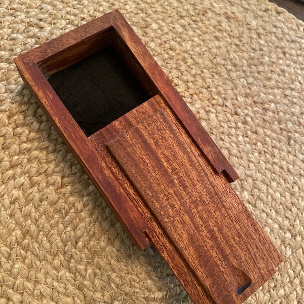 Small Slide Top General Purpose Wood Box (BX0292) (ID 4.2x1.9x.6 Tall ...