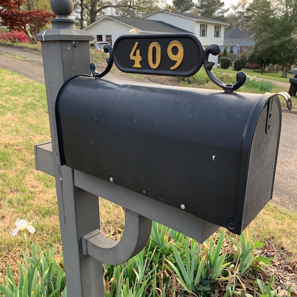Mailbox Address Number Plate 1 With Brass Numbers | Rust-proof Cast ...