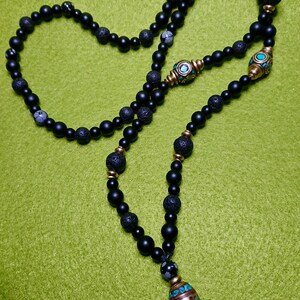 Black Short KALI MALA Sacred Skull Prayer Beads, Hand Carved Natural ...