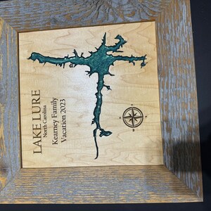 Custom Resin Lake Inlaid Compass Map/ Custom Any Lake Map/ Resin Lake ...