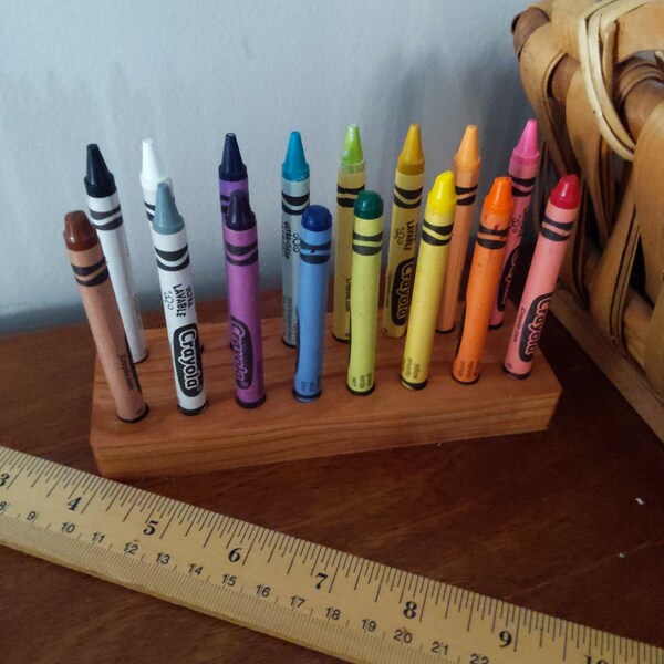 Handcrafted Wooden Hole Crayola Crayon Tray for Families, Homeschool or ...
