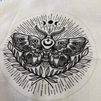Moth Embroidery Template on Cotton Moon Luna Moth by Moonflora Art Boho ...