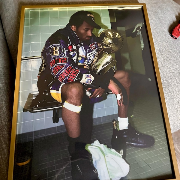 Kobe Bryant Iconic Championship Locker-room Photo Premium Poster, Color ...