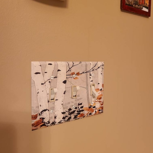 Birch Tree Switch Plate Rustic Woods Tree Decor Cabin Decor - Metal ...