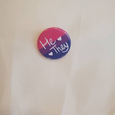 Bisexual Pride Flag Pronoun Pin Back Button They/she They/he They/them ...