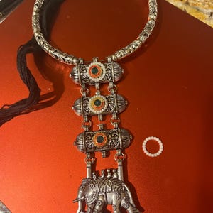 Indian Ethnic Choker Hasli Jewelry Set, Silver Oxidized Dual Tone ...