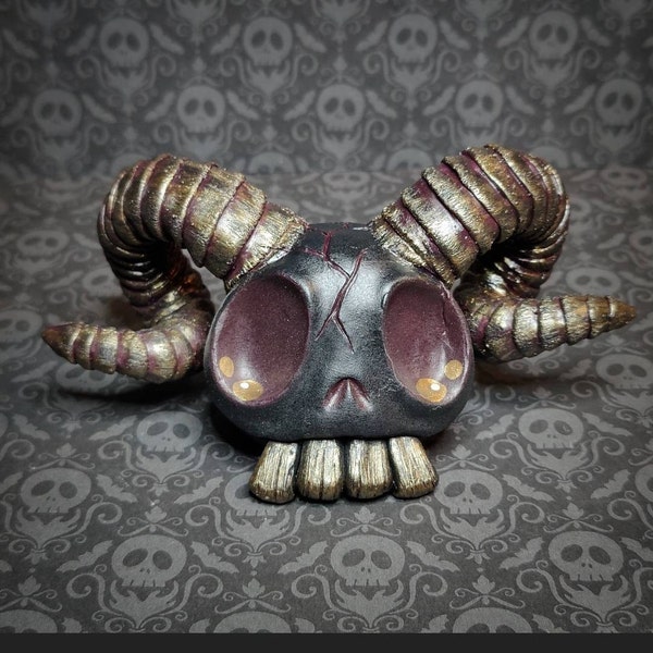 Demon Steampunk Skull, Plaster Cast, Polymer Clay, Hand Painted ...