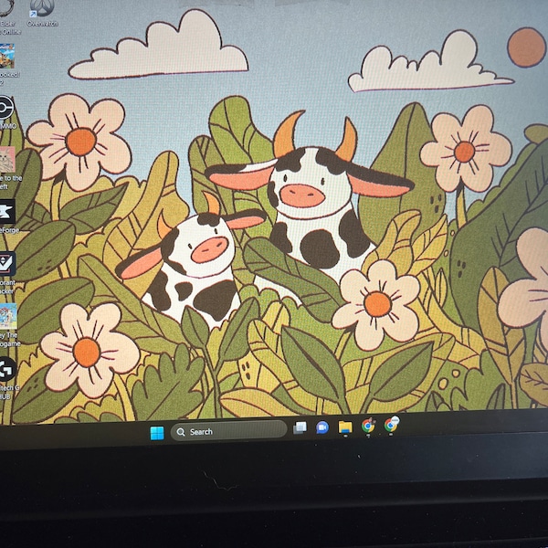 Cow Desktop Wallpaper: Cottagecore Digital Drawing (instant Download ...