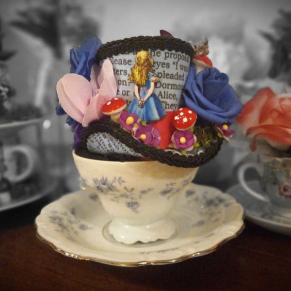 Mini Top Hat, Alice in Wonderland Mini Blue Top Hat, Mad Tea Party ...