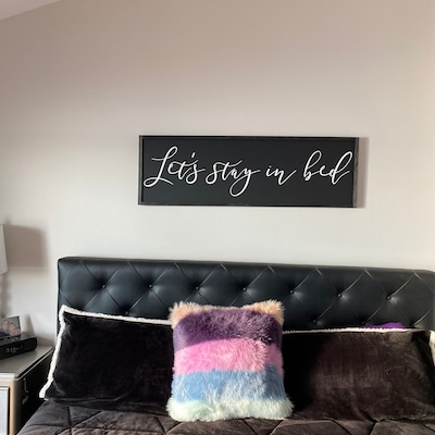 Bedroom Signs, Let's Stay in Bed Sign, Above Bed Wall Art, Bedroom Wall ...