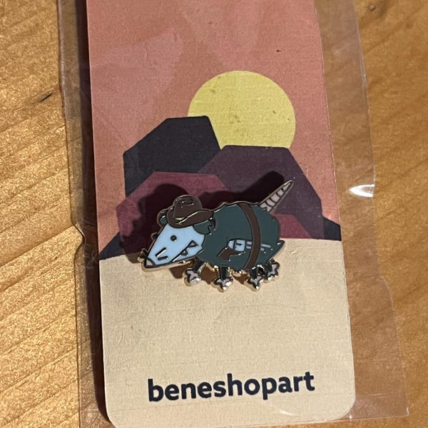 Opossum Cowboy Possum Enamel Pin | Original Creator | Pin for Hats ...