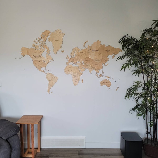 Digital File - World Map Wall Art for Glowforge Laser Cutter - 6' Wide ...