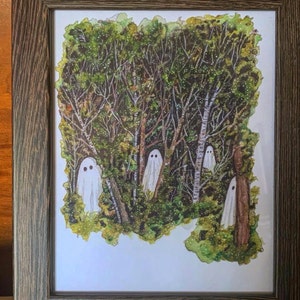 Haunted Forest, Art Prints, Halloween Art, Ghost Art, Forest Art ...
