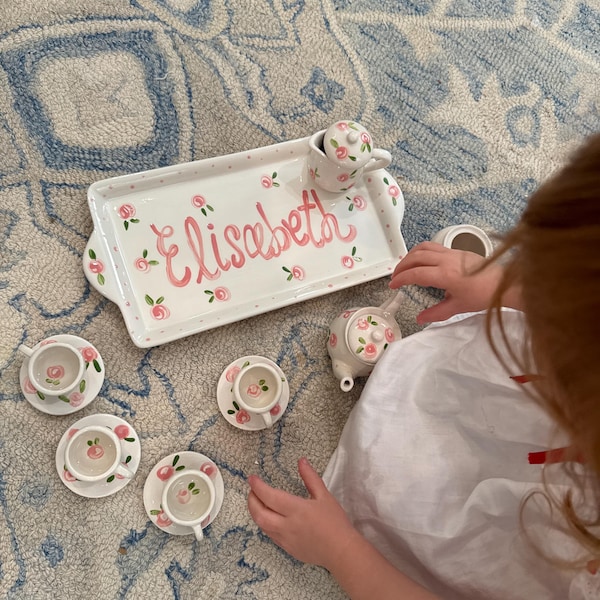 Little Girls Personalized Tea Set With Tray // Lets Have Some Tea ...
