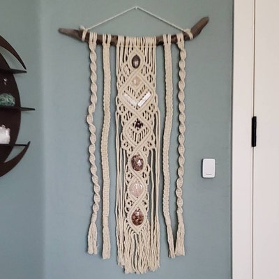 Macrame Wall Hanging With Rough Chakra Stones - Etsy