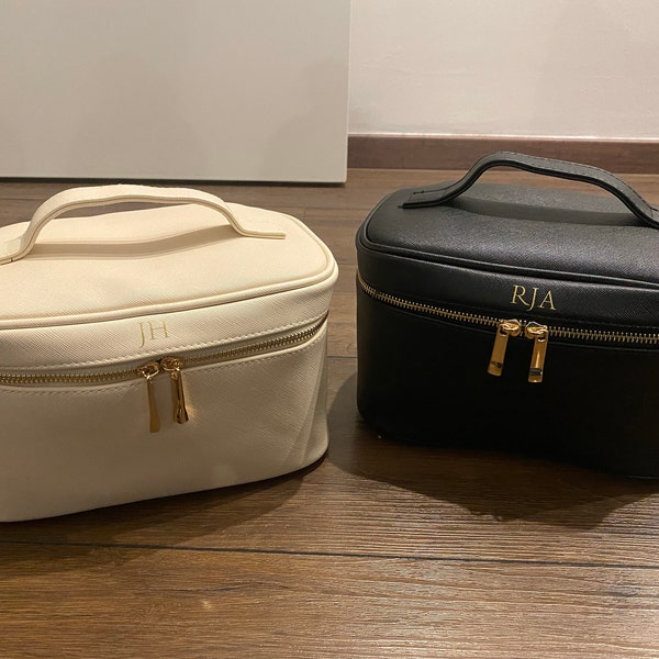 Personalised Vanity Makeup Case, Monogram Initial Cosmetic Bag ...