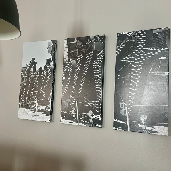 3 Panel Split Abstract Black and White World Map Canvas Print 1.5 Deep ...