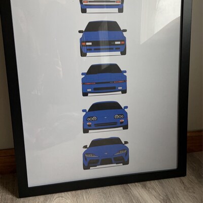 Toyota Supra Generations Inspired Car Poster Print Wall Art of the ...