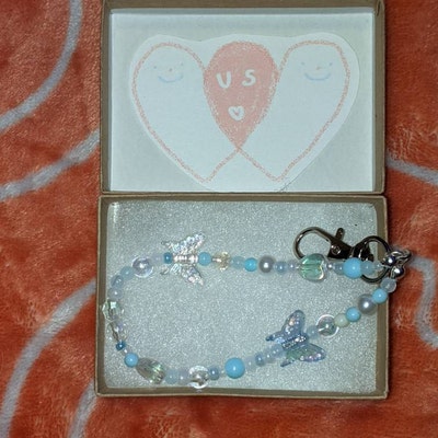 Cute Clear and Blue Phone Charm Keychain Strap AirPod Backpack - Etsy