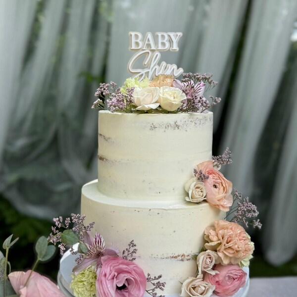 Personalised Baby Shower Cake Topper | Custom Name Acrylic Cake Decor ...