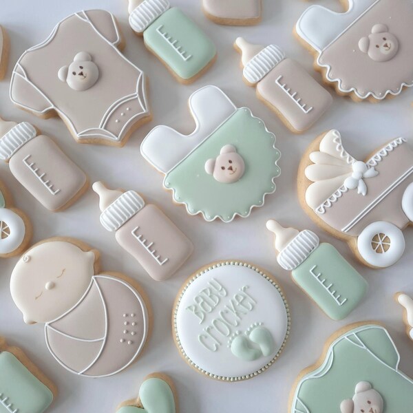 Personalised New Baby Iced Biscuits, Set of 12 Baby Shower Biscuits ...
