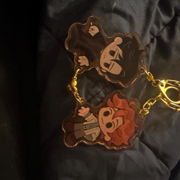 Rody and Vincent Heart Magnet Keychain Set | Dead Plate 6.5 Cm Double ...