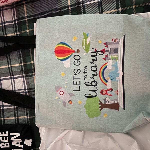 Personalized Library Tote Bag - Custom Made Library Book Bag - Three ...