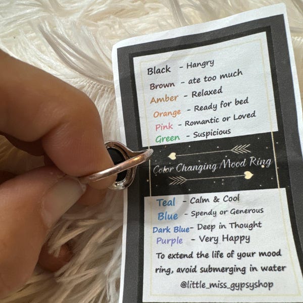 Adult Mood Ring, Silver Plated Color Changing Mood Ring, Size 7 8 9 10 ...
