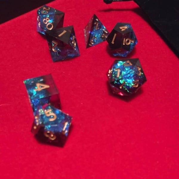 Blue Lightning DND D20 Dice, Resin Sharp Edge Dice Set, D&D Dice Set ...