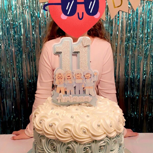 Girl Winter Roblox Cake Topper Blue Roblox Birthday Party Cake Topper ...