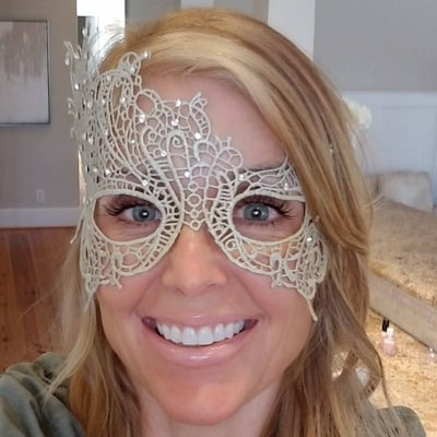 Blush Pink Lace Masquerade Mask for Women Studded With Rhinestones ...