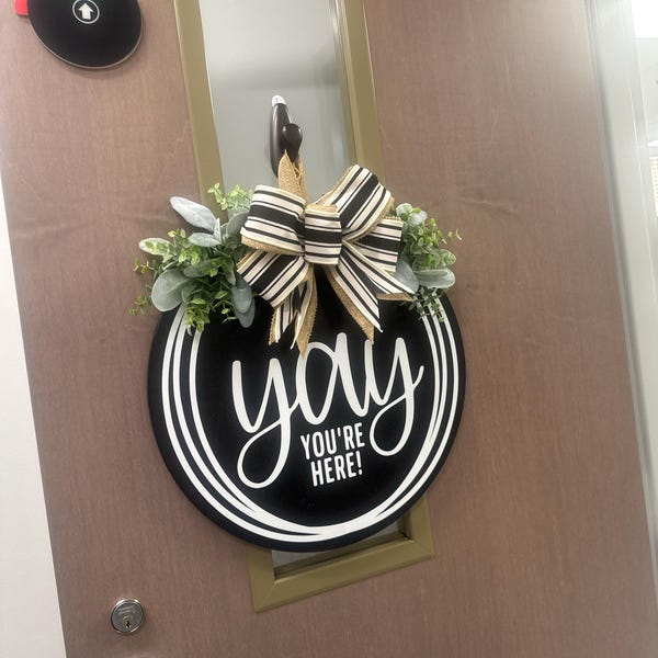 Front Door Decor | Yay You're Here! | Front Door Wreath | Year Round ...