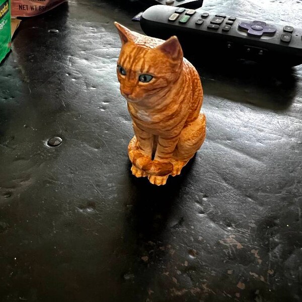 Orange Cat - Cake Topper - Personalized Painting Service - Handmade Painting - Cat Statue - Pet ...