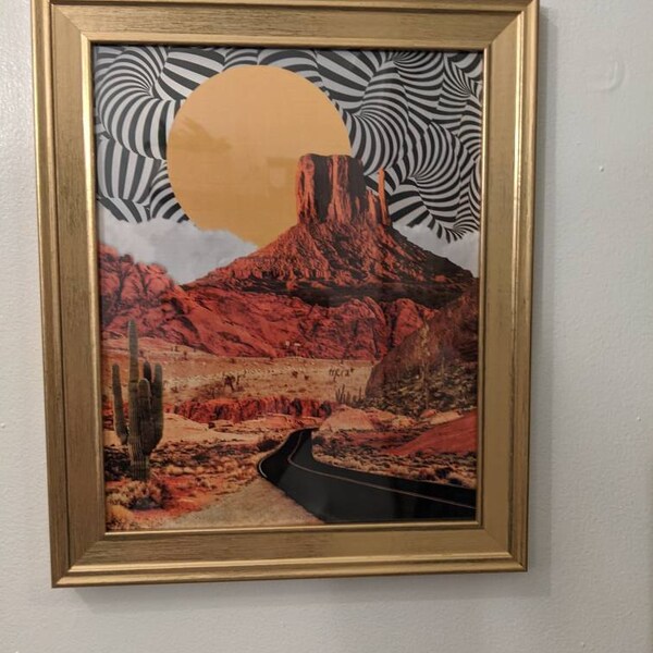 Desert Wall Art, 70s Poster, Desert Art, Cactus Print, Digital Collage ...
