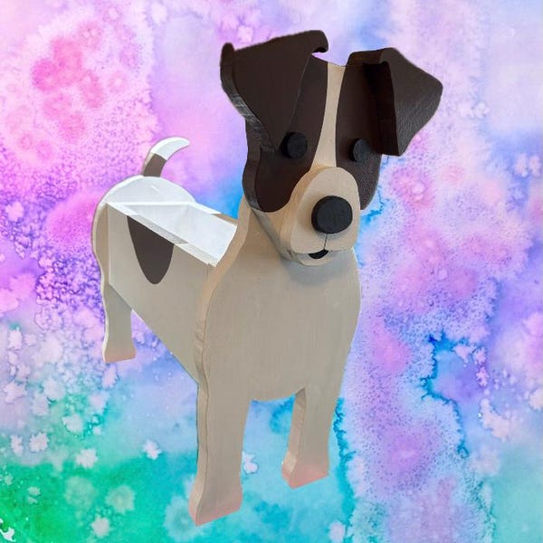 Jack Russell Planter, Garden Ornament, Wooden Pet, Planter Box, Scroll ...